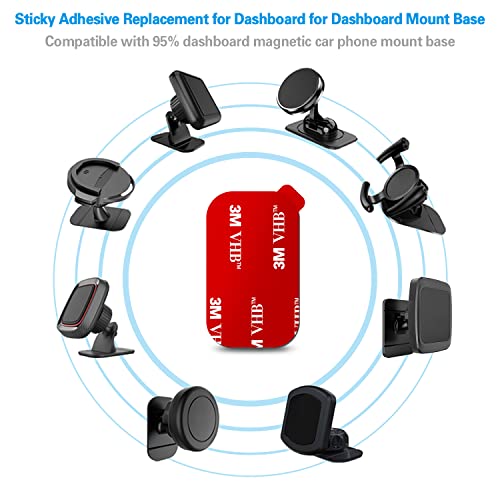 pop-tech Sticky Adhesive Pad Replacement for Car Dashboard Magnetic Phone Mount Base, 8pcs 3M VHB Double Sided Sticker Heat Resistance Tape for Magnet Cellphone Holder & Windshield Dash Cam