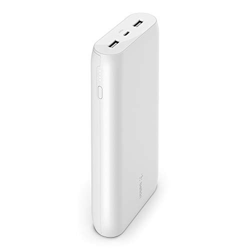 Belkin BoostCharge 20k mAh Power Bank, Portable USB-C Charger, Phone Charger Battery Pack for iPhone 14, iPhone 13, iPhone 12 w/ USB-C Cable Included - White