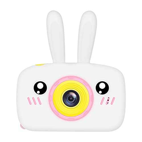 Kids Camera, Rabbit Shape Video LCD Screen Kid Camera, Kids Camera for Girls, USB Data Transfer Kids Digital Camera, Battery Powered Toddler Camera White