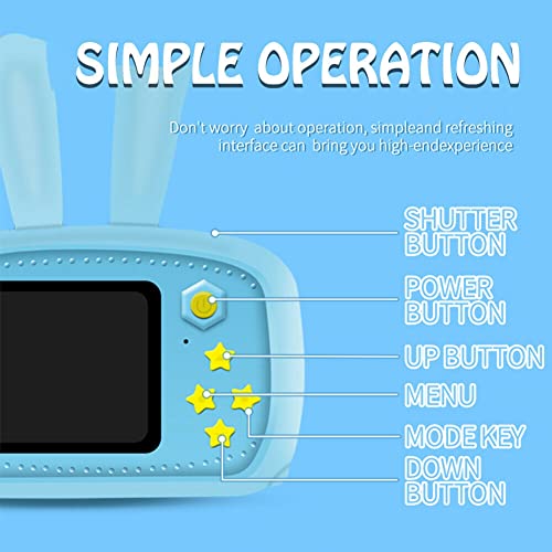 Kids Camera, Rabbit Shape Video LCD Screen Kid Camera, Kids Camera for Girls, USB Data Transfer Kids Digital Camera, Battery Powered Toddler Camera White