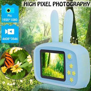 Kids Camera, Rabbit Shape Video LCD Screen Kid Camera, Kids Camera for Girls, USB Data Transfer Kids Digital Camera, Battery Powered Toddler Camera White