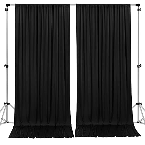 10 ft x 10 ft Wrinkle Free Black Backdrop Curtain Panels, Polyester Photography Backdrop Drapes, Wedding Party Home Decoration Supplies