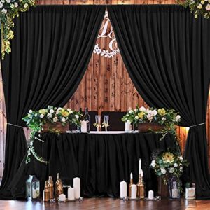 10 ft x 10 ft Wrinkle Free Black Backdrop Curtain Panels, Polyester Photography Backdrop Drapes, Wedding Party Home Decoration Supplies