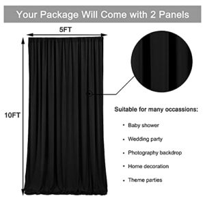 10 ft x 10 ft Wrinkle Free Black Backdrop Curtain Panels, Polyester Photography Backdrop Drapes, Wedding Party Home Decoration Supplies