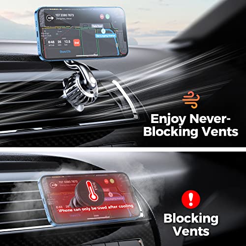 Magnetic Phone Holder for Car, ADIUPUL [Upgraded Clip] Magnetic Car Mount [360° Unobstructed] Magnet Phone Holder for Car, Magnet Phone Holder for Car Compatible with 4-6.7 inch Smartphone and Tablets