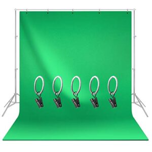 limostudio 6 x 9 ft. green chromakey screen backdrop muslin, extra soft silk non-glossy texture with 5 ring clip backdrop holder for photo video studio, agg1338