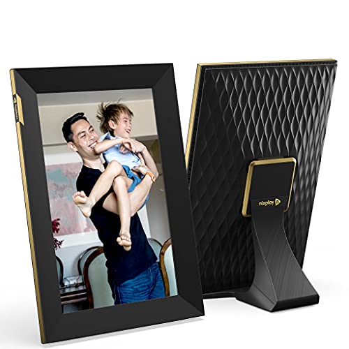 Nixplay 10.1 inch Touch Screen Digital Picture Frame with WiFi (W10K) - Black-Gold - Unlimited Cloud Photo Storage - Share Photos and Videos Instantly via Email or App - Preload Content