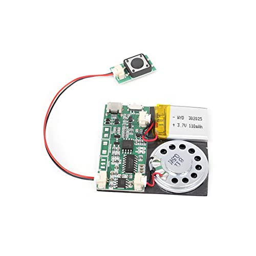 Press-Button Control Activated 8M MP3 Recordable PCB Sound Module USB Downloadable Sound Module for Crafts, Christmas,New Year Greeting Cards-with Speaker Lithium Battery Powered and USB Cable