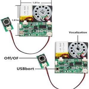 Press-Button Control Activated 8M MP3 Recordable PCB Sound Module USB Downloadable Sound Module for Crafts, Christmas,New Year Greeting Cards-with Speaker Lithium Battery Powered and USB Cable