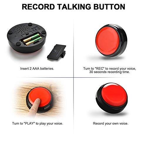 Voice Recording Button Easy Button Record 30 Seconds Talking Message Funny Office Gift Battery Powered Recordable Sound Buttons