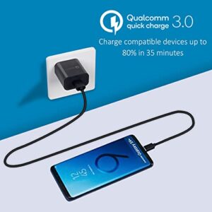 Quick Charge 3.0 Charger AC Adapter Compatible Samsung Galaxy J3,J3 V/Prime,J3 Emerge/Pro/Luna/Eclipse/Orbit/Star/Mission/Acheive,J1 Luna/Ace/Nxt,J2 Core/Pro,J1 Mini/Mini Prime,5FT Micro Cord Charger