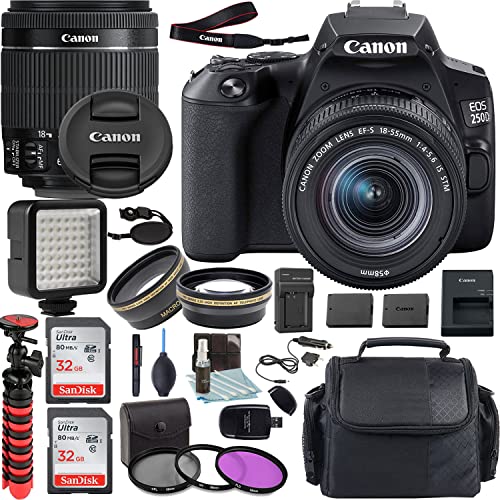 EOS 250D / Rebel SL3 DSLR Camera with EF-S 18-55mm f/4-5.6 is STM Lens + Accessory Bundle Kit (Flash, Travel Charger, Extra Battery, and More)