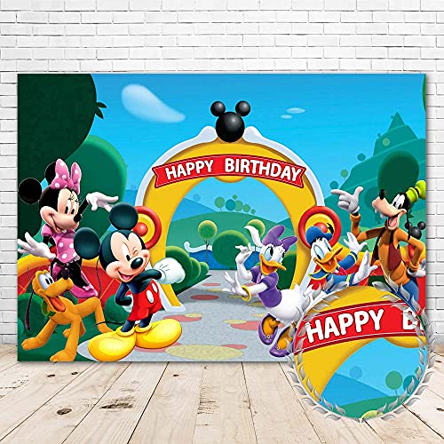 Similar Mickey Mouse Clubhouse Happy Birthday Backdrop 5x3ft Mickey Mouse and His Friends Background for Kids 1st 2nd Birthday Party Supplies Vinyl Mickey Mouse Birthday Banner, One Size