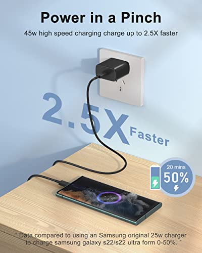 USB C Wall Charger,45W Super Fast Charger and 5FT Type C Charger Cable Fast Charging for Samsung Galaxy S22/S22 Ultra/S22+/S21/S21Ultra/S21+/S20/S20Ultra/Note20/Note 20Ultra/Note10+/iPad Pro12.9/11