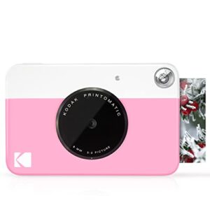 Kodak Printomatic Digital Instant Print Camera (Black) & Printomatic Digital Instant Print Camera (Pink) Print Memories Instantly & 2"x3" Premium Zink Photo Paper (50 Sheets) (Pack of 1)