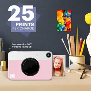 Kodak Printomatic Digital Instant Print Camera (Black) & Printomatic Digital Instant Print Camera (Pink) Print Memories Instantly & 2"x3" Premium Zink Photo Paper (50 Sheets) (Pack of 1)