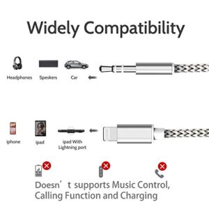 Aux Cord for iPhone, [Apple Mfi Certified] iPhone Headphones Jack iPhone to car 3.5mm Stereo Cord, Lightning to aux Adapter Compatible with iPhone 14/14Pro/13/13 Pro/13 Pro Max/12/12 Pro Max/11/X/XR