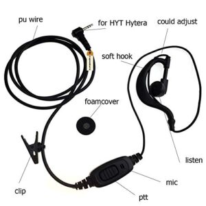 1 Pin G Shape Earhook Earpiece Headset PTT and Mic Compatible for HYT Hytera Two Way Radio TC1688 TC310 TC-1688 TC-310 TC-320 etc/Motorola Walkie Talkie, Pack of 5, By Lsgoodcare