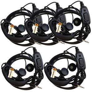 1 Pin G Shape Earhook Earpiece Headset PTT and Mic Compatible for HYT Hytera Two Way Radio TC1688 TC310 TC-1688 TC-310 TC-320 etc/Motorola Walkie Talkie, Pack of 5, By Lsgoodcare