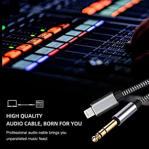 Lightning to 6.35mm 1/4 inch TRS Audio Stereo Cable for iPhone 12/11/X/XS/XR/8/7/iPad/iPod, Amplifier, Speaker, Headphone, Mixing Console 10 Feet