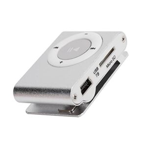 zopsc-1 lightweight back clip mp3 player,portable mini player backclip mp3 lossless sound music player for running sports home office outdoor silver