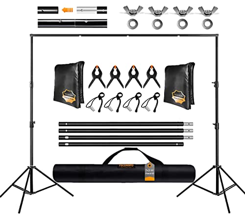 Photo Backdrop Stand Kit, Backdrop Stand for Parties 6.5x10ft Adjustable Studio Photo & Video Support System Background Support Stand with Sandbag for Photography, Birthday, Portrait, Wedding