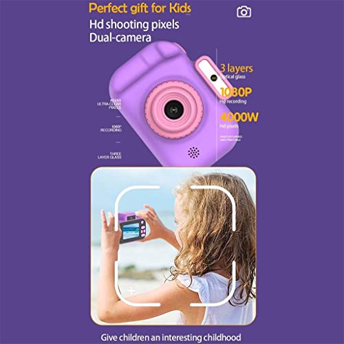 MEENE 4000w Front Rear Dual Lens Digital Camera Mini Video Photo SLR Cameras Cartoon Toys Children Birthday Gifts (Color : Purple)