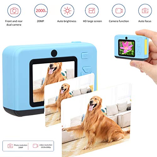 Jeanoko Anti‑Drop Children Camera, Anti‑Drop 20MP HD Camera 2.0in IPS Screen with Large Capacity Battery for Home(Blue)