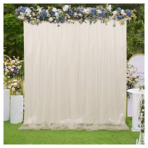 Ivory Tulle Backdrop Curtains 5ftx7ft Weddings Backdrop Drapes for Baby Shower Party Photo Wall Stage Ceremony Photography Background