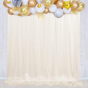 Ivory Tulle Backdrop Curtains 5ftx7ft Weddings Backdrop Drapes for Baby Shower Party Photo Wall Stage Ceremony Photography Background