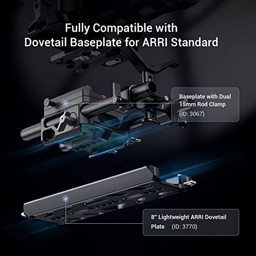 SmallRig 8'' Lightweight Dovetail Plate for ARRI with Maximum Load 20kg, Dovetail Plate with Safety Design for Attaching Kit, Baseplate, Cheese Plate or Vehicle- 3770