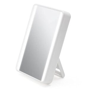 ihome portable vanity mirror with bluetooth audio, led lighting, and includes a micro fiber cleaning cloth