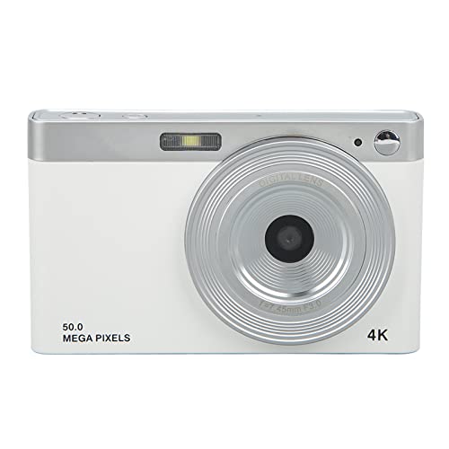 Digital Camera for Kids Boys Girls, 50MP 2.88in IPS Full HD 4K Rechargeable Electronic Mini Camera Supports 32GB SD Card, Mirrorless AF Autofocus 16X Zoom Vlogging Camera for Students Teens(White)