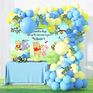 Cartoon Classic Bear Backdrop for Baby Shower Decorations Honey Heart Balloon Its Friends Background Girls Party Supplies Cake Table Banner Kids Photography Studio Props, 7x5FT(210x150cm)