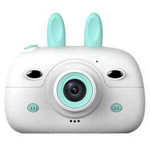 solustre kids toys rabbit shaped kid camera 1080p children digital camera 2.4 inch screen dual lens video recorder gift for kids green toddler toys