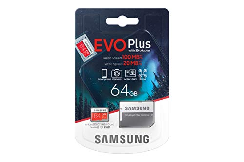 Samsung EVO Plus 64GB microSDXC UHS-I U3 100MB/s Full HD & 4K UHD Memory Card with Adapter (MB-MC64HA)