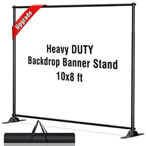 AKTOP 4x7-8x10 FT Extra Thick Backdrop Banner Stand, Heavy Duty Adjustable Step and Repeat Stand for Parties & Photography, Portable Trade Show Photo Booth Background with Carrying Bag