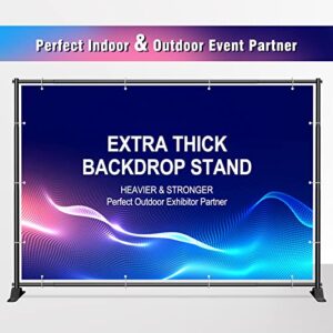 AKTOP 4x7-8x10 FT Extra Thick Backdrop Banner Stand, Heavy Duty Adjustable Step and Repeat Stand for Parties & Photography, Portable Trade Show Photo Booth Background with Carrying Bag