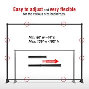 AKTOP 4x7-8x10 FT Extra Thick Backdrop Banner Stand, Heavy Duty Adjustable Step and Repeat Stand for Parties & Photography, Portable Trade Show Photo Booth Background with Carrying Bag