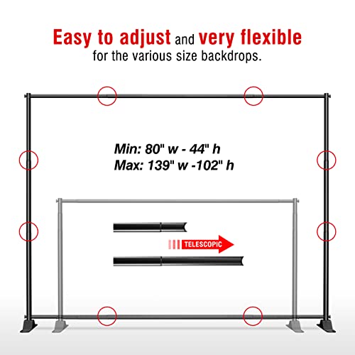 AKTOP 4x7-8x10 FT Extra Thick Backdrop Banner Stand, Heavy Duty Adjustable Step and Repeat Stand for Parties & Photography, Portable Trade Show Photo Booth Background with Carrying Bag