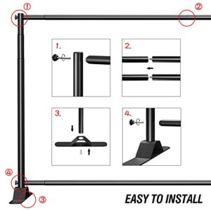 AKTOP 4x7-8x10 FT Extra Thick Backdrop Banner Stand, Heavy Duty Adjustable Step and Repeat Stand for Parties & Photography, Portable Trade Show Photo Booth Background with Carrying Bag