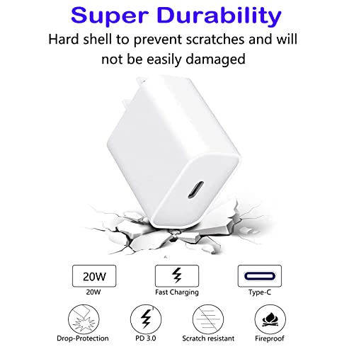 iPhone Super Fast Charger【Apple MFi Certified】 20W Rapid Wall Charger Block PD Adapter USB C to Lightning Cable with 6FT Fast Charging Cable Compatible with iPhone 13/12/11 Pro Max,Mini,Pro/XR/8 Plus