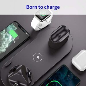 Wireless Charging Station, TZONOO 6 in 1 Fast Charging Stand for Multiple Devices, Apple Watch Series 6/SE/5/4/3/2, AirPods Pro, iPhone 14/14pro/13/13 Pro/12/12 Pro/11 Series/XS Max(Black)