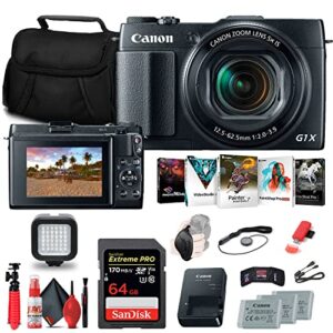 canon powershot g1 x mark ii digital camera (9167b001), 64gb memory card, 2 x nb13l battery, charger, card reader, led light, corel photo software, hdmi cable, case, flex tripod + more (renewed)