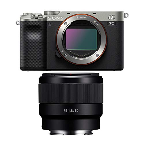 Sony Alpha a7C Full-Frame Compact Mirrorless Camera (Silver) Bundle with FE 50mm f/1.8 Lens (6 Items)