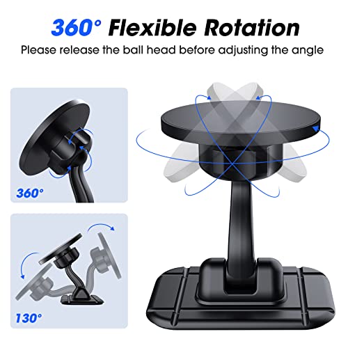 TechMatte Magnetic Dashboard Car Mount, 360° Adjustable Dashboard Phone Holder Designed for iPhone 14 13 12 Pro Max, iPhone 14 Plus and MagSafe Case