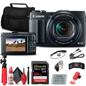 canon powershot g1 x mark ii digital camera (9167b001), 64gb memory card, card reader, hdmi cable, case, flex tripod, hand strap, cap keeper, memory wallet, cleaning kit (renewed)