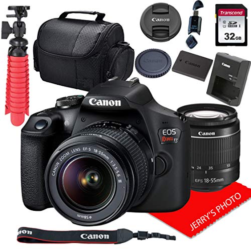 Canon EOS Rebel T7 DSLR Camera w/ 18-55mm F/3.5-5.6 III Lens + 32GB SD Card + More (Renewed)