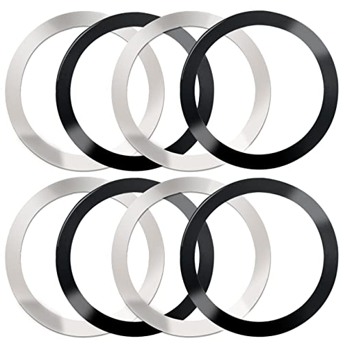 IOUALEY 8 Pack Universal Metal Rings Sticker Compatible for Magsafe Magnetic Wireless Charger iPhone 13 12 Pro Mini Max Samsung Galaxy, Ultra-Thin Car Charger Conversion Accessories, 2 Colors