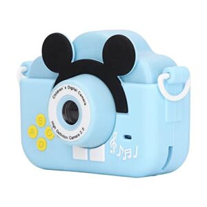 jeanoko mini kids camera, blue kids camera high definition with lanyard for home